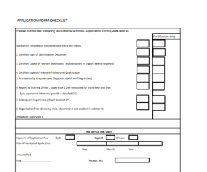 Application Checklist - Botswana Institution of Engineers